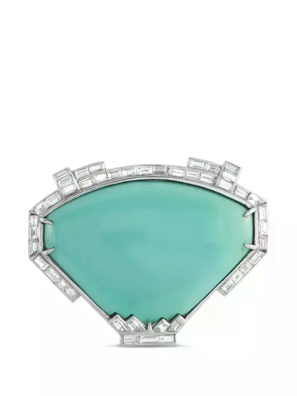 LB EXCLUSIVE Diamond And Turquoise Brooch - Silver