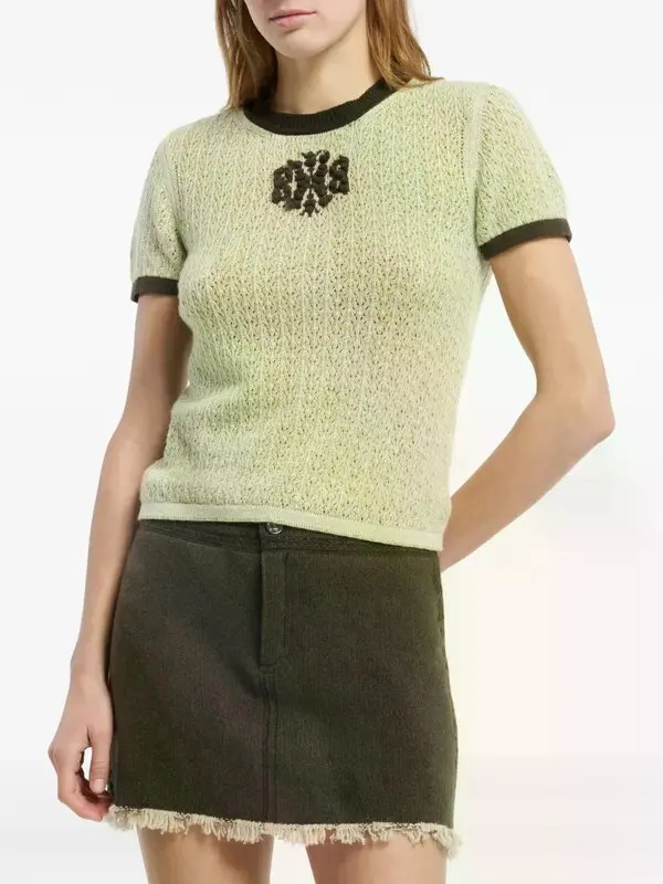 BARRIE B-logo Cashmere Top - Green
