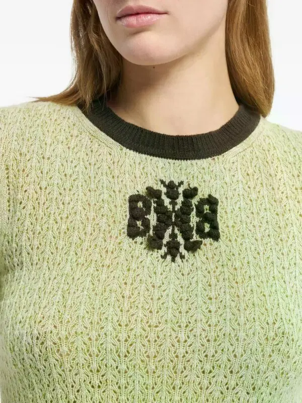 BARRIE B-logo Cashmere Top - Green