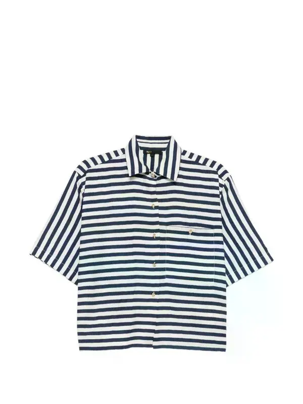 Maje Striped Shirt With Chest Pocket - Blue