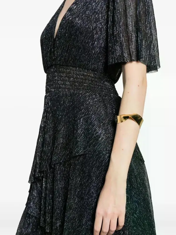 Maje Metallic Ruffled Midi Dress