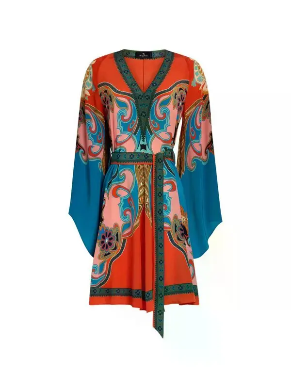 Etro Placed-print Belted Mini Dress