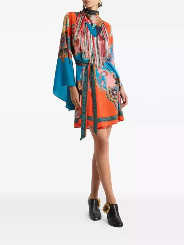 Etro Placed-print Belted Mini Dress