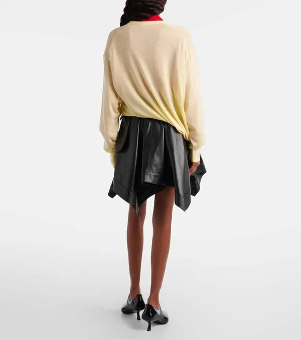 Loewe Double L Belted Leather Miniskirt
