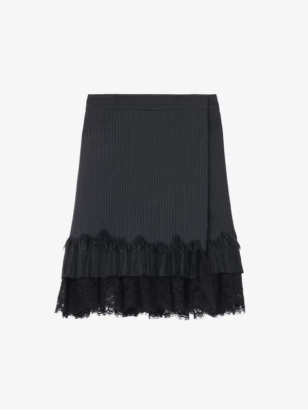 Alexander McQueen Pinstriped Wrap Mini Skirt - Navy