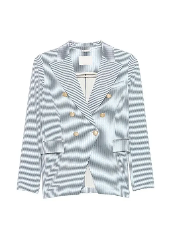 CIRCOLO 1901 Striped Double-breasted Jacket - Blue