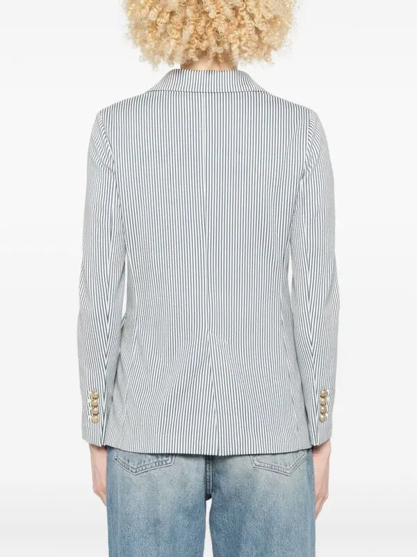 CIRCOLO 1901 Striped Double-breasted Jacket - Blue
