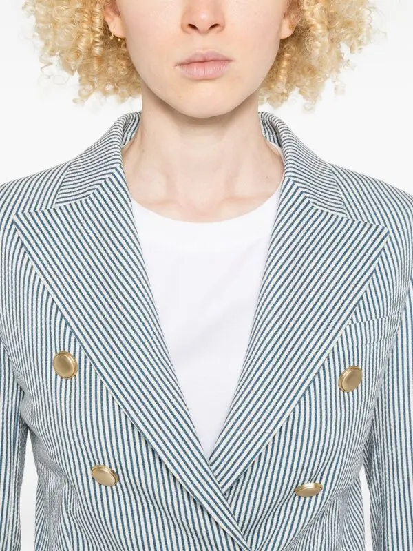 CIRCOLO 1901 Striped Double-breasted Jacket - Blue
