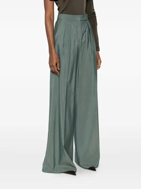 Max Mara Wool Wide-leg Trousers - Green