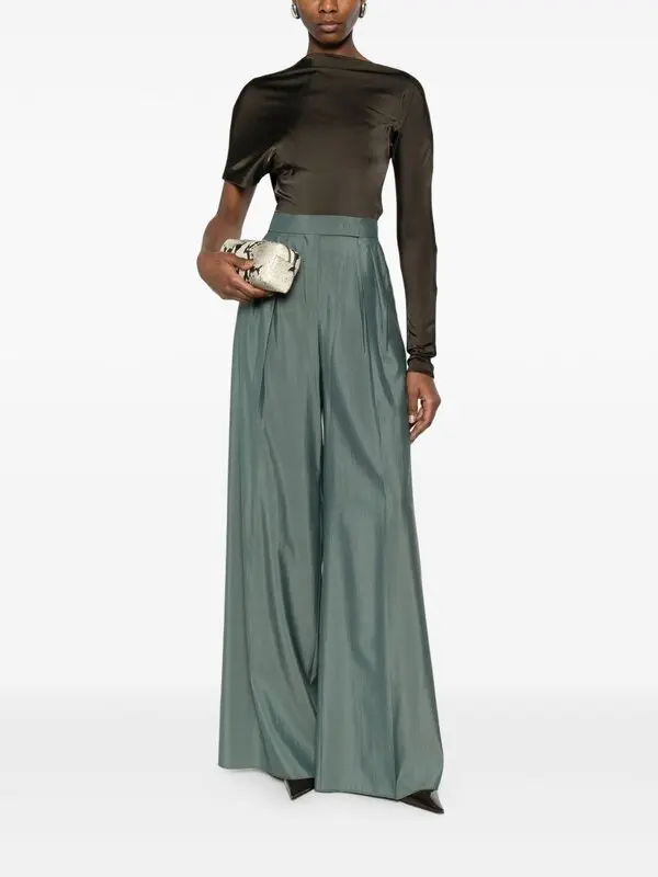 Max Mara Wool Wide-leg Trousers - Green