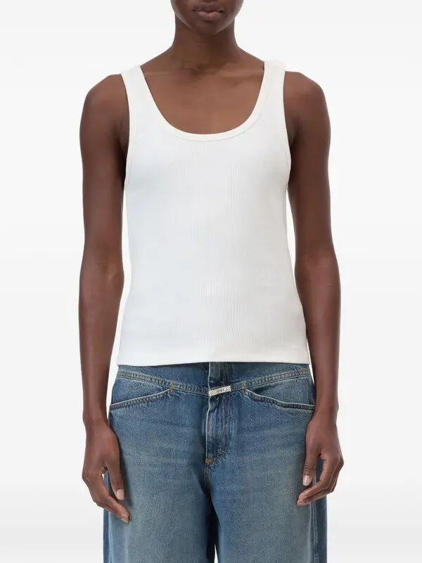Closed Cotton Tank Top - White