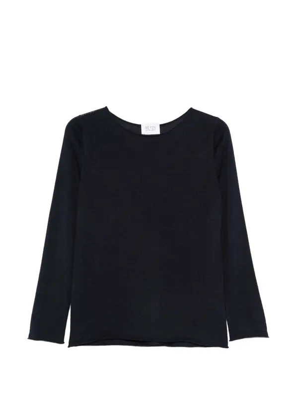 BEYOU Cashmere And Silk Blend Sweater With Crew Neck - Blue