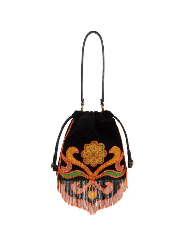 Etro Suede Leather Bucket Bag - Black