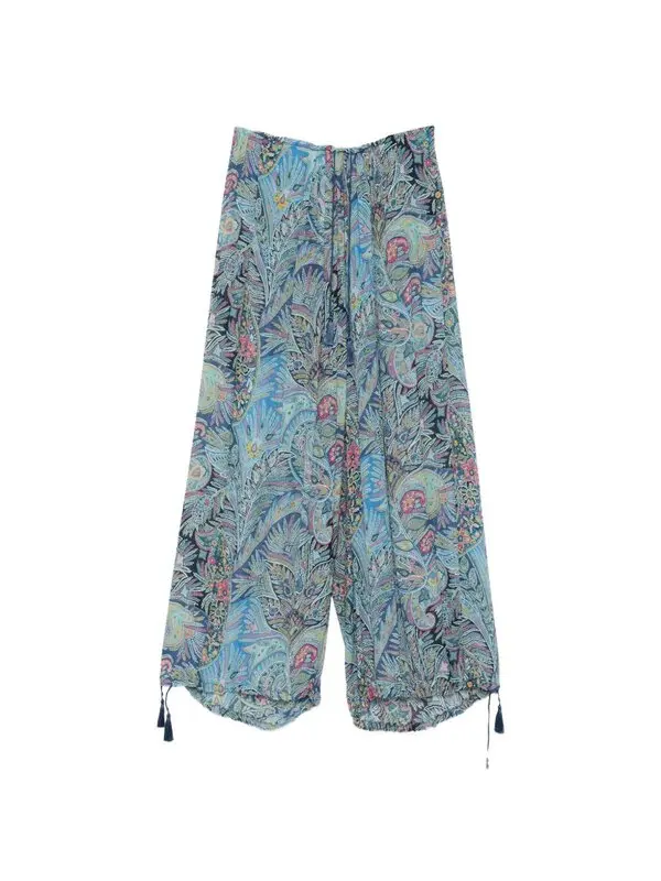 Etro Printed Wide-leg Trousers - Sky Blue