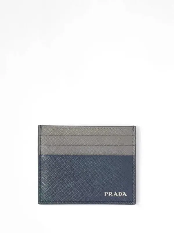 Prada Logo-plaque Leather Cardholder - Blue