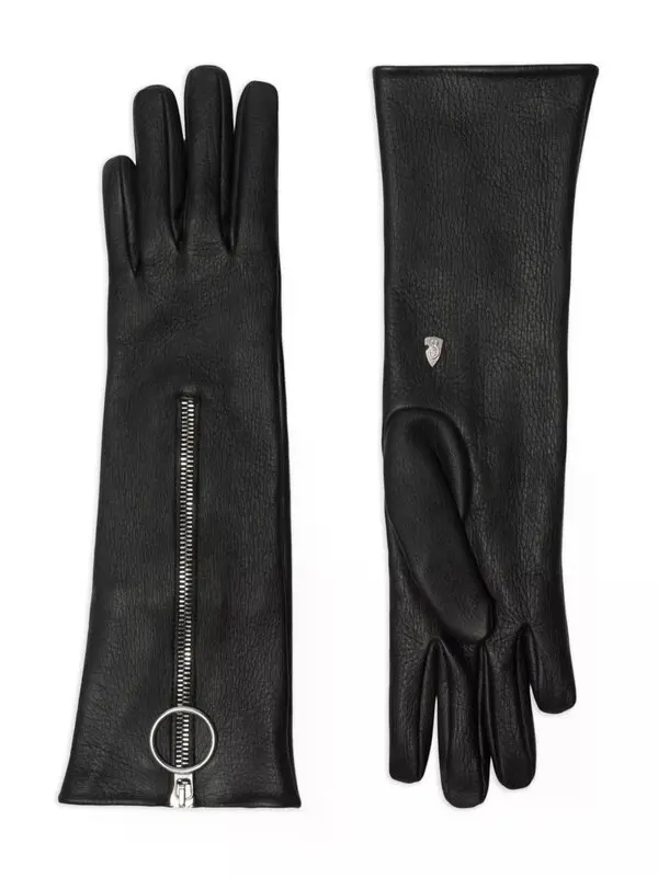 Burberry Grained Leather Zip-up Gloves