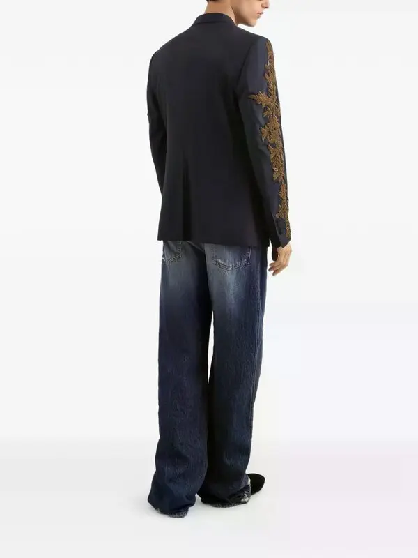 Dolce & Gabbana Double-breasted Wool Jacket With Embellished Sleeves - Blue