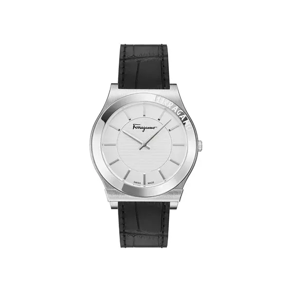 FERRAGAMO Gancini Leather Watch 'stainless Steel - Silver