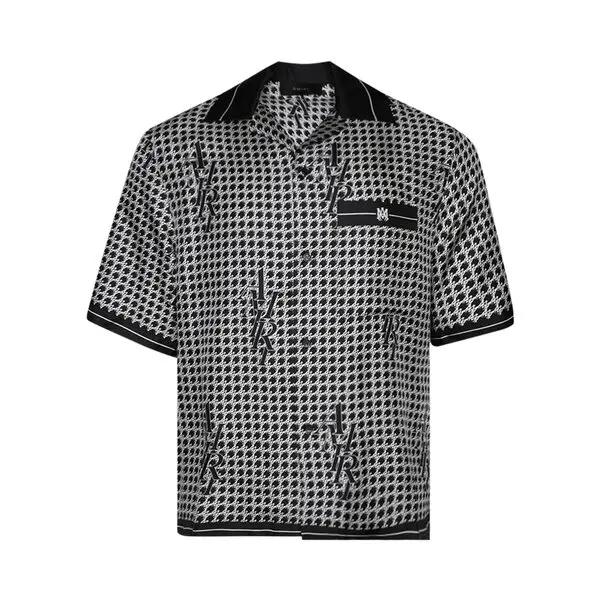 Amiri Houndstooth Bowling Shirt - Black