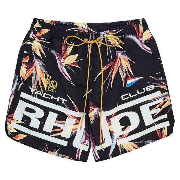 Rhude Regatta Club Hawaiian Swim Short - Black