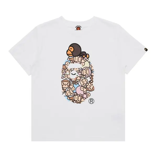 A BATHING APE All Baby Milo Multi Milo On Big Ape Tee - White
