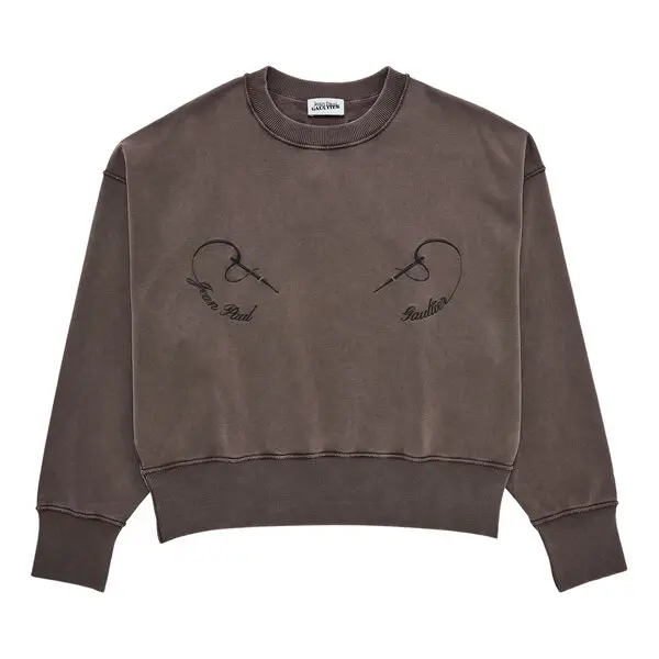 JEAN PAUL GAULTIER Fleece Sweatshirt With Embroidered Details - Grey