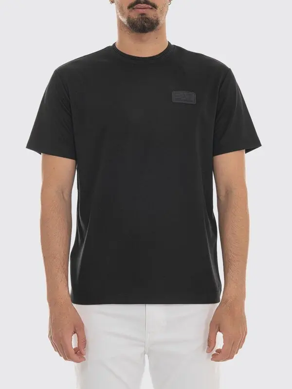 EA7 Cotton T-shirt With Logo - Black