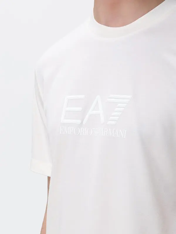 EA7 Cotton T-shirt With Logo - White