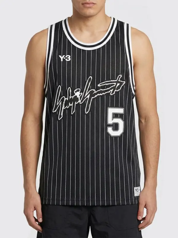 Y3 Sleeveless Jersey With Striped Pattern - Black