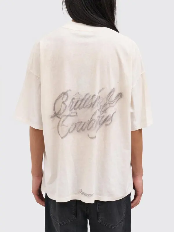 REPRESENT Printed Cotton Oversized T-shirt - Beige