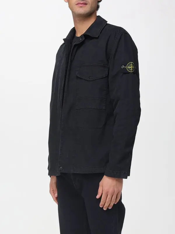 Stone Island Stretch Cotton Twill Overshirt - Black