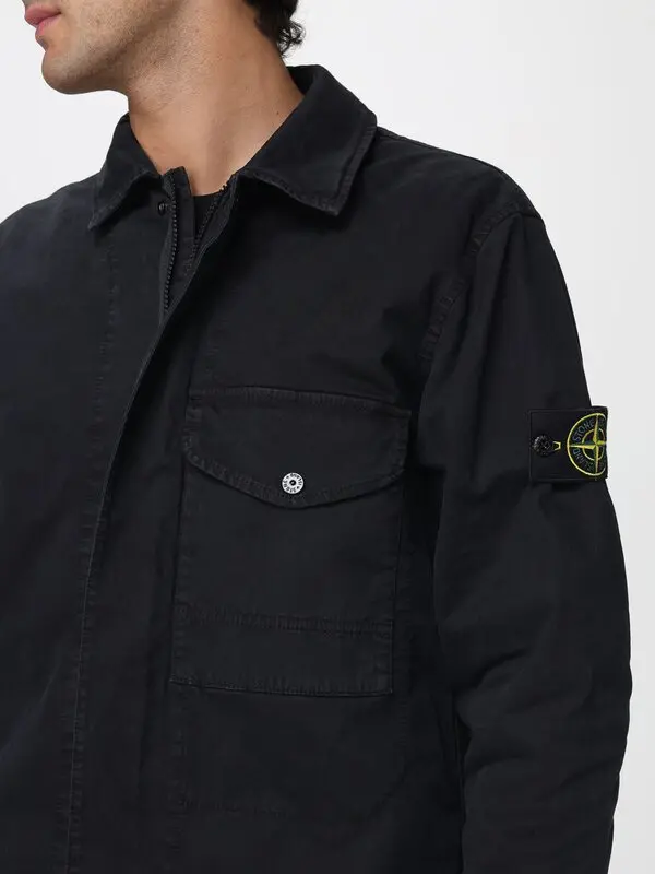 Stone Island Stretch Cotton Twill Overshirt - Black