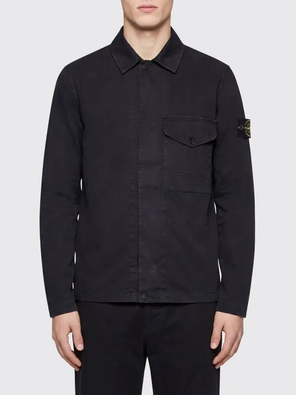 Stone Island Stretch Cotton Twill Overshirt - Black