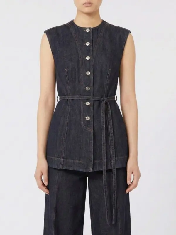 Sportmax Sleeveless Belted Denim Top