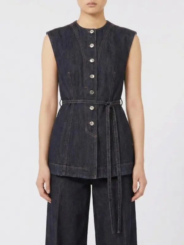 Sportmax Sleeveless Belted Denim Top - Blue