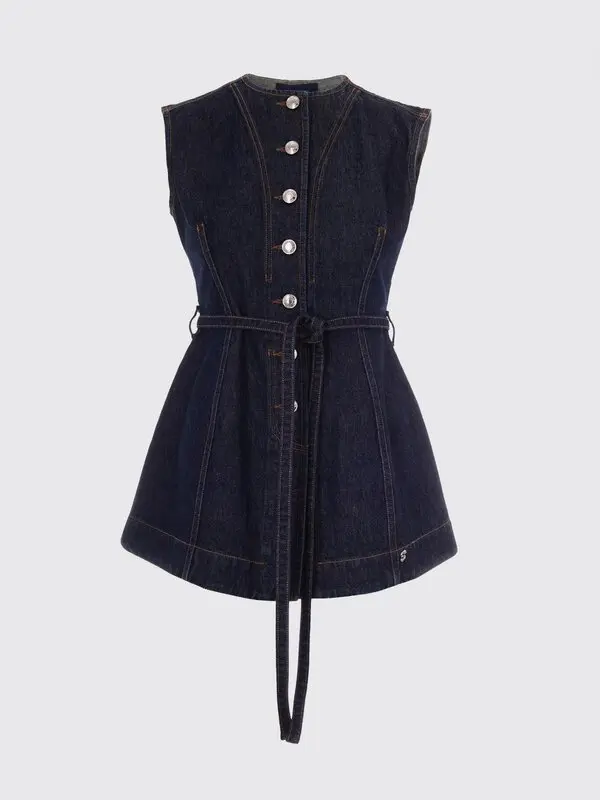 Sportmax Sleeveless Belted Denim Top - Blue