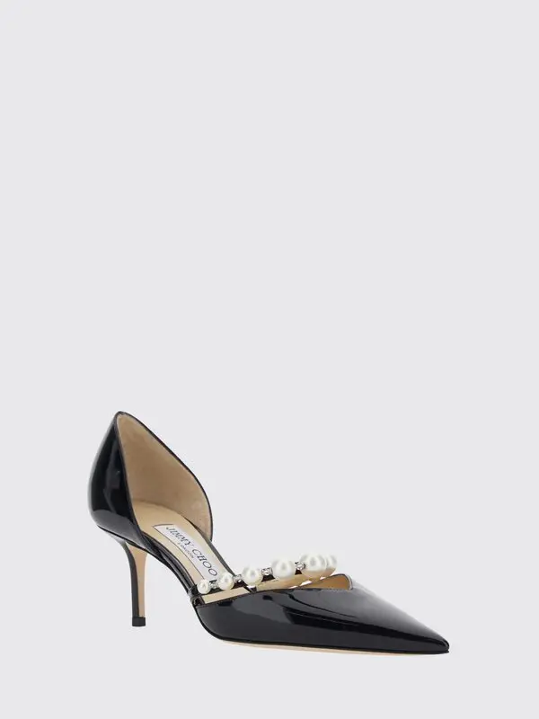 JIMMY CHOO Aurelie Leather Pumps With Pearl And Rhinestone Embellishments