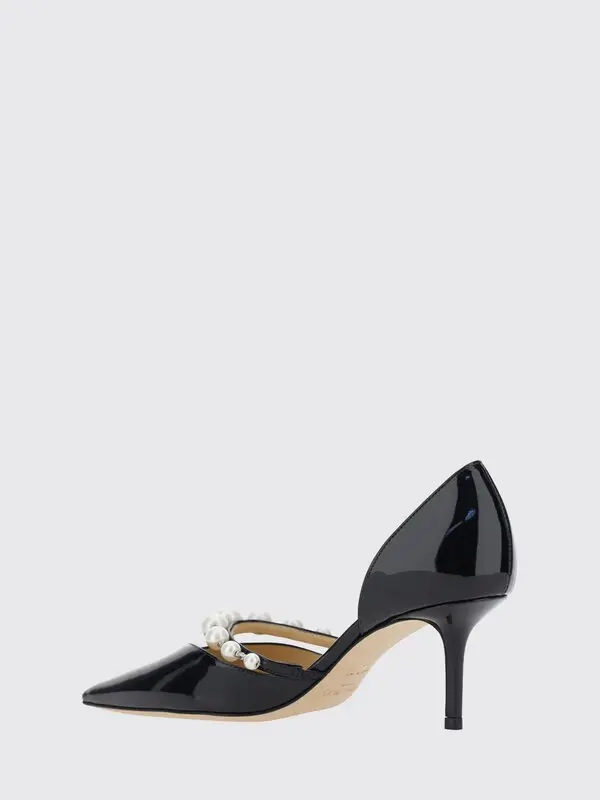 JIMMY CHOO Aurelie Leather Pumps With Pearl And Rhinestone Embellishments