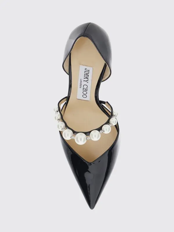 JIMMY CHOO Aurelie Leather Pumps With Pearl And Rhinestone Embellishments
