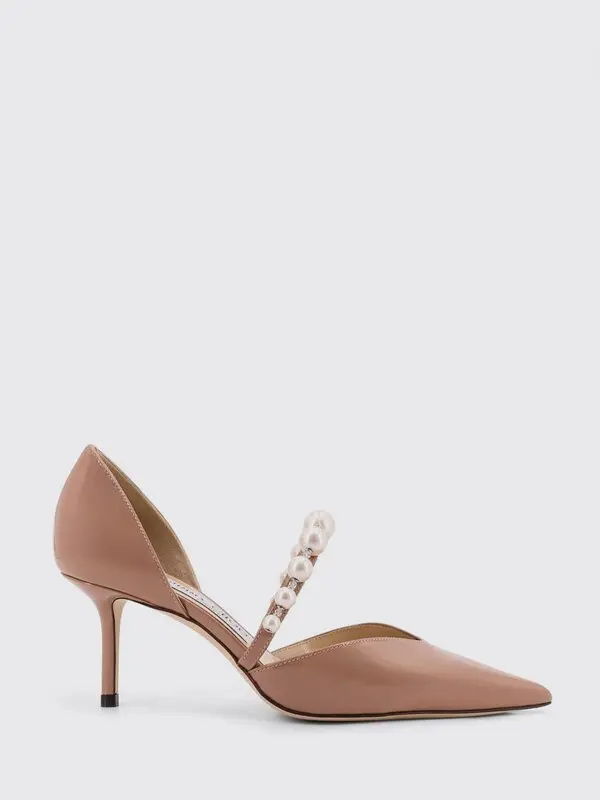 JIMMY CHOO Aurelie Leather Pumps With Pearl And Rhinestone Embellishments