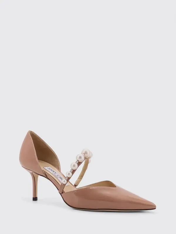 JIMMY CHOO Aurelie Leather Pumps With Pearl And Rhinestone Embellishments