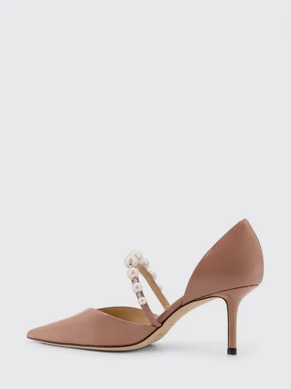 JIMMY CHOO Aurelie Leather Pumps With Pearl And Rhinestone Embellishments