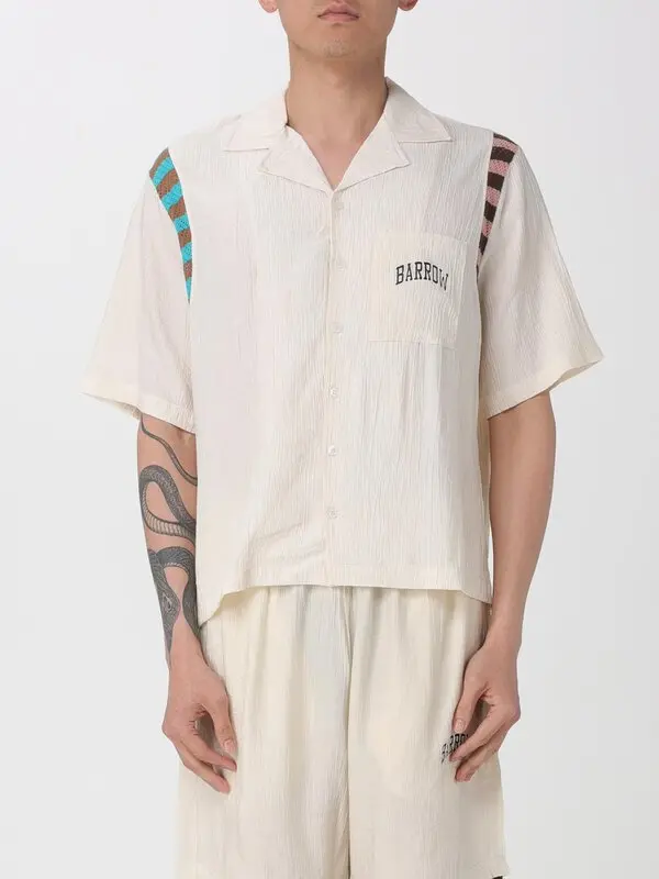 BARROW Casual Shirt In Cotton Blend With Logo - Beige