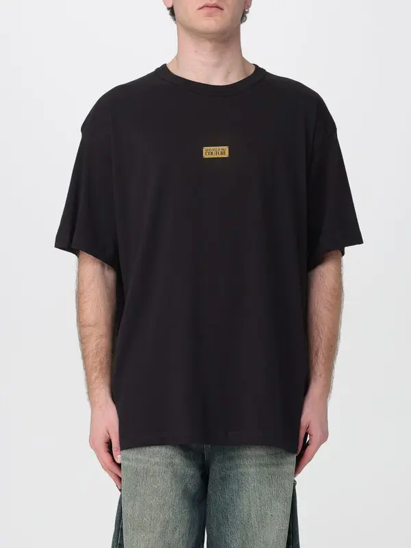 Versace Oversize Cotton T-shirt With Logo - Black