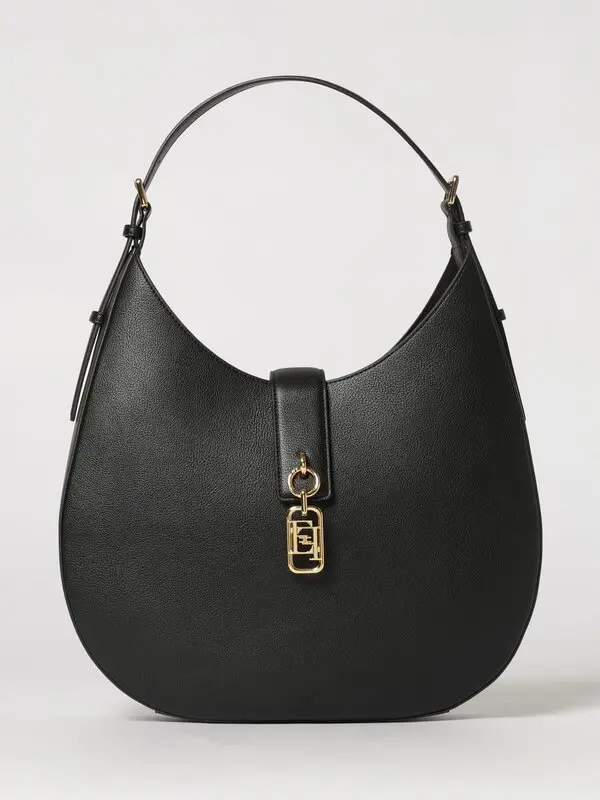 Elisabetta Franchi Round Hobo Shoulder Bag With Charm - Black