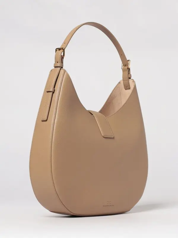 Elisabetta Franchi Round Hobo Shoulder Bag With Charm - Mud