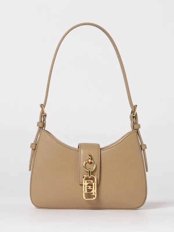 Elisabetta Franchi Small Hobo Bag With Charm By - Beige