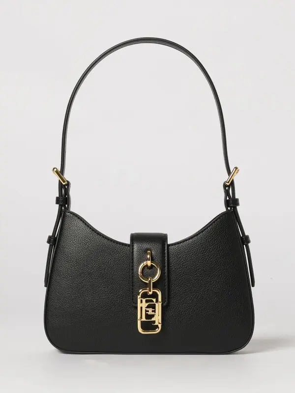 Elisabetta Franchi Small Hobo Bag With Charm By - Black
