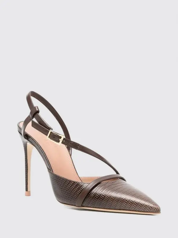MALONE SOULIERS Valeria Lizard Print Leather Slingback Pumps - Brown