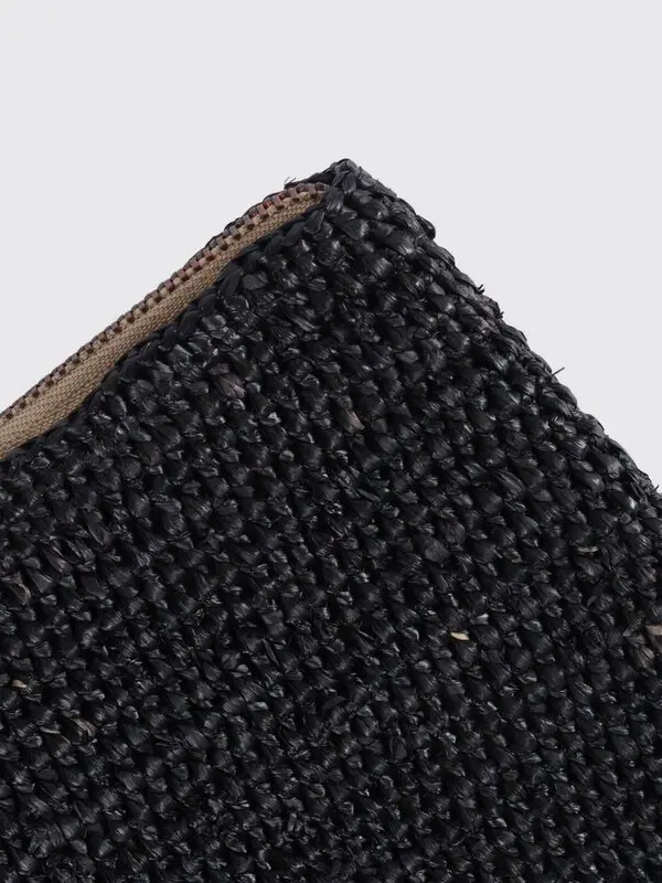 IBELIV Tea Ampy Crocheted Raffia Pouch - Black